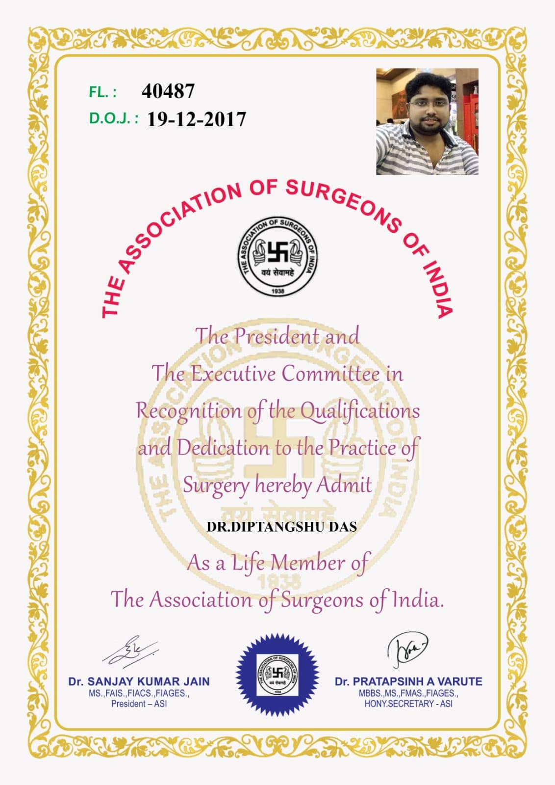 Certifications - Dr. Diptangshu Das